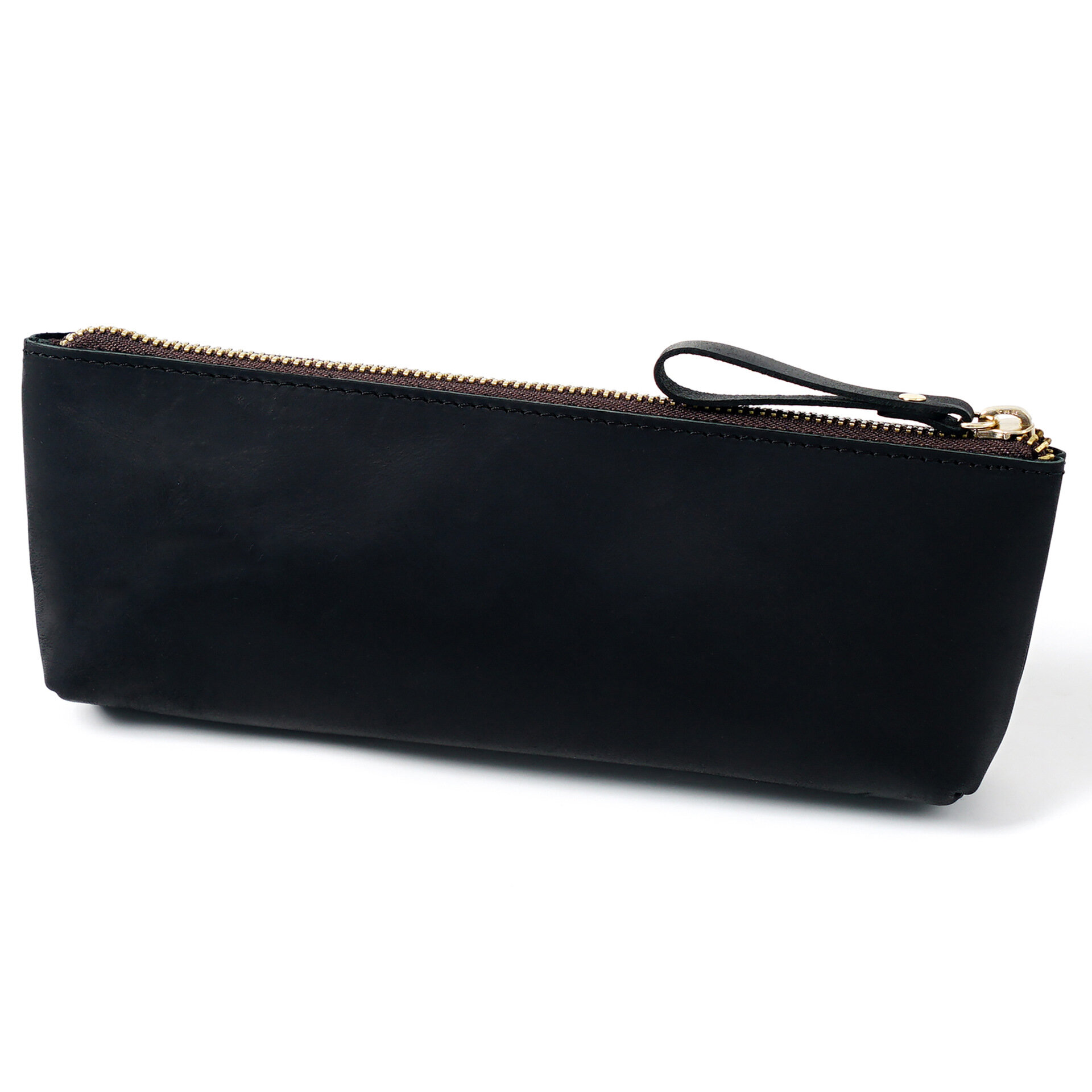 Пенал Crazy Horse, воловья кожа, на молнии, черный