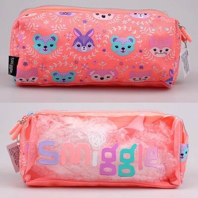 Пенал Smiggle, для студентов, оранжевый, полупрозрачный, 22,5x12,5 см
