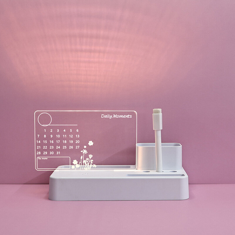 Держатель для ручек "Лампа-календарь", с ручкой, белый