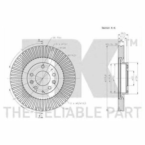 Диск тормозной с антикорозийным покрытием Mazda CX-7 07- Nk 313274 для Mazda CX-7, CX-9