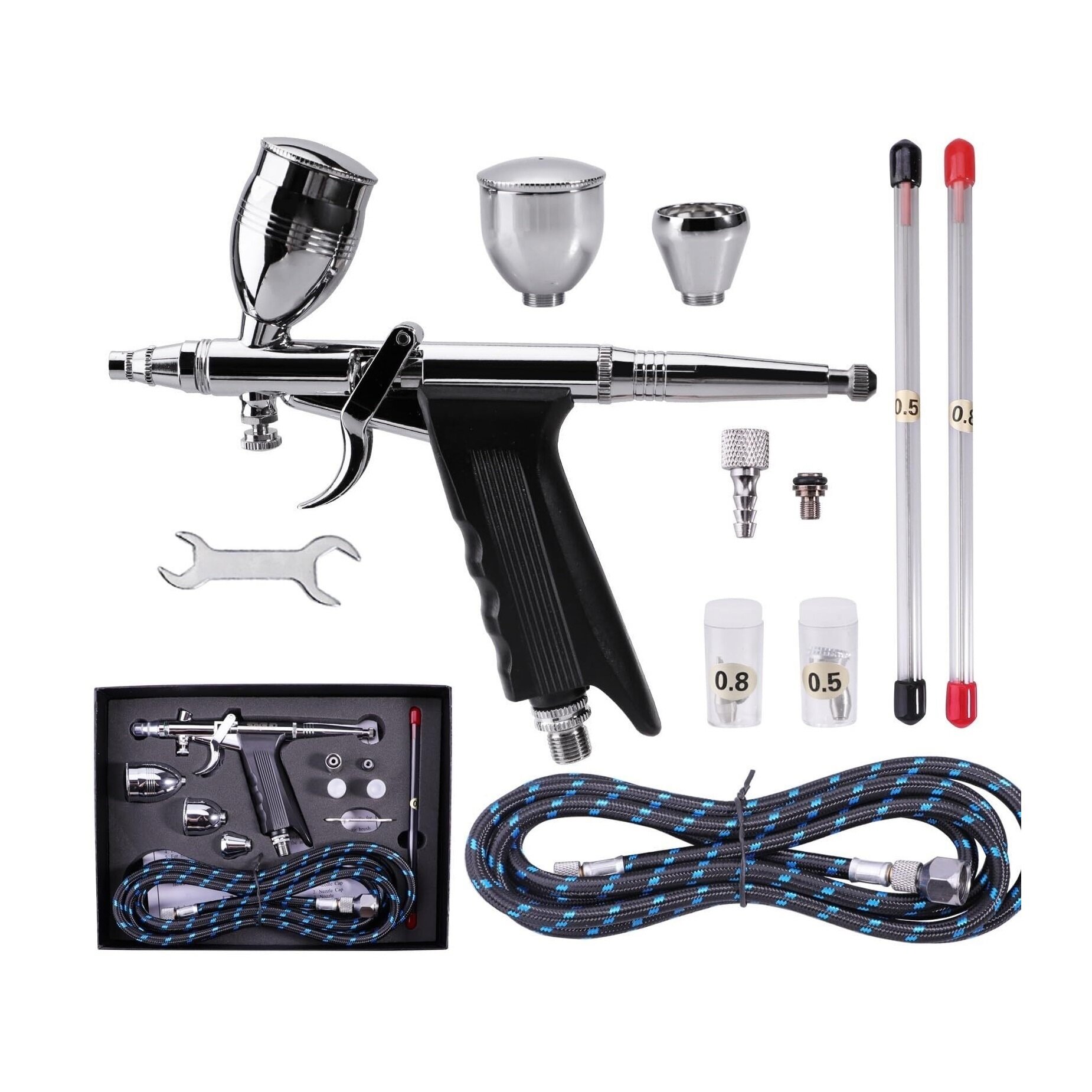 Набор Аэрографов, 3 размера сопла, регулировка давления воздуха