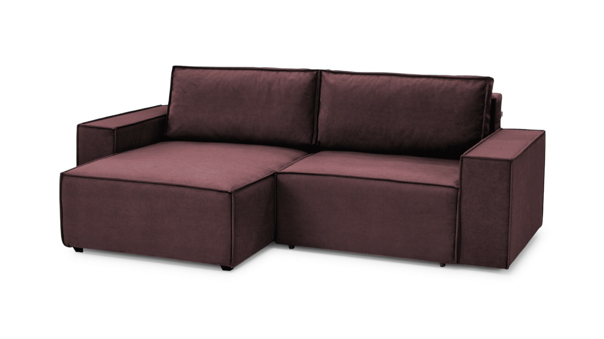 Диван с оттоманкой Софт 2 (малый) Velutto 15 NEW 240x150x80 см, бордовый Велютто, еврокнижка GOODFORM