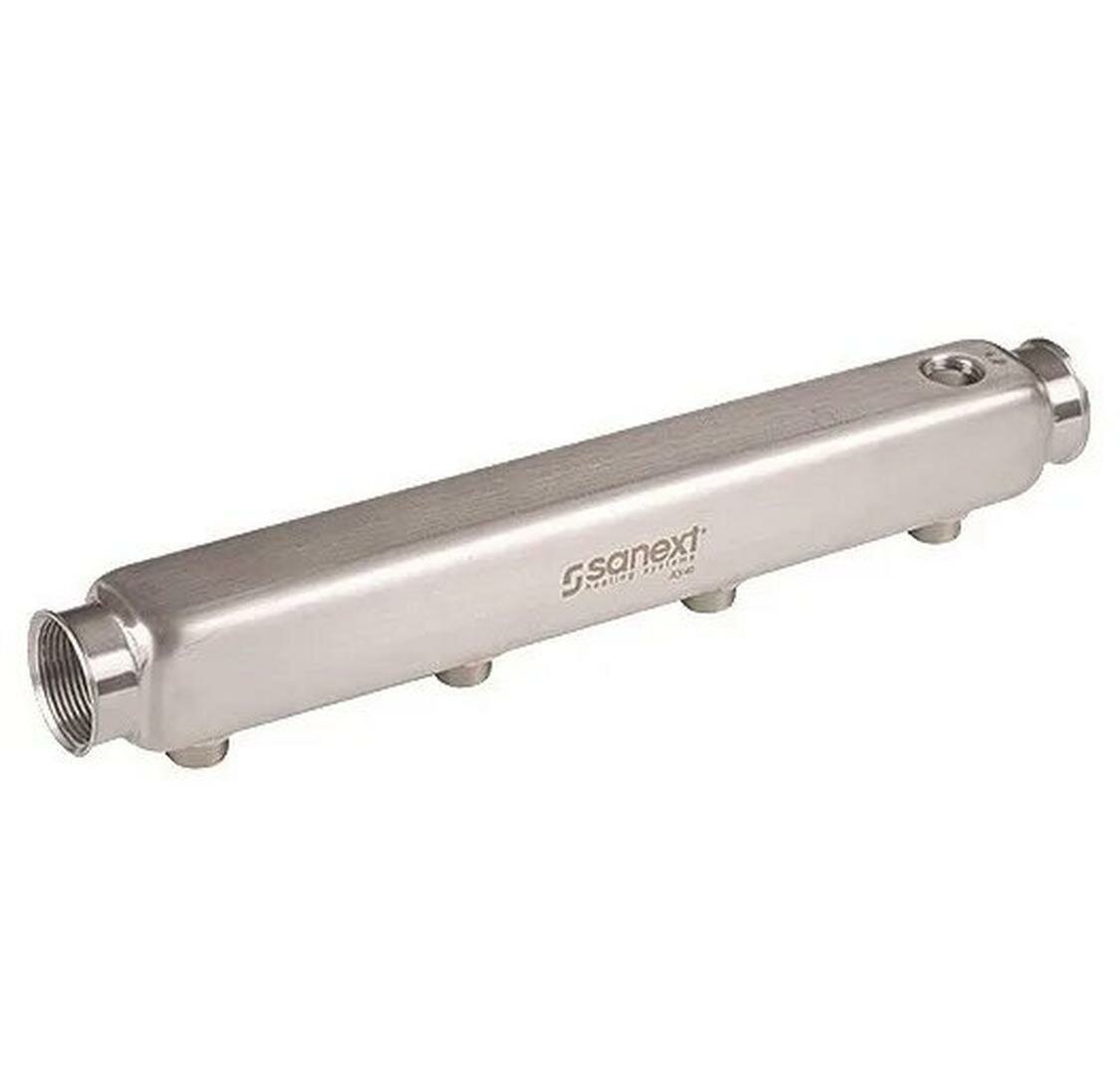 Коллектор этажный SANEXT 8564, нержавеющая сталь, Ду32, 4 контура