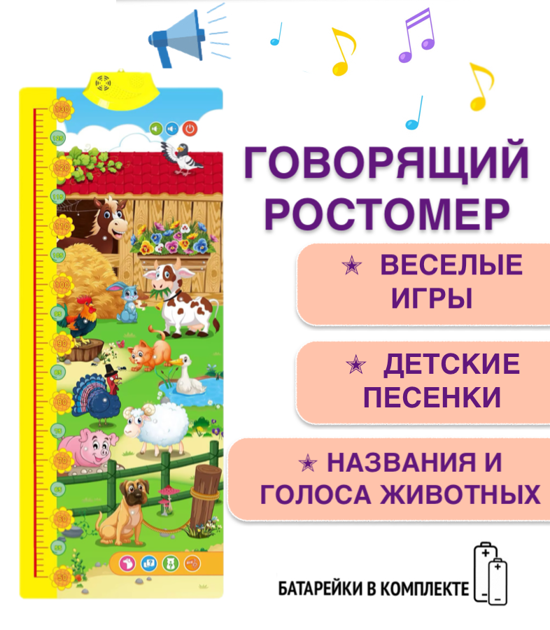 Говорящий ростомер, обучающий интерактивный и музыкальный плакат