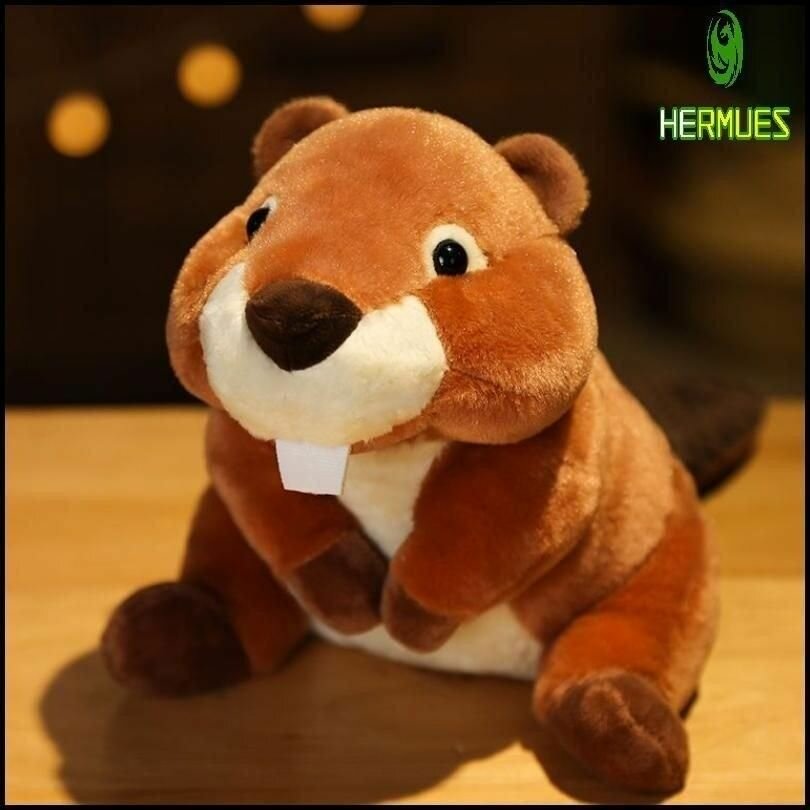 Бежевый и коричневый плюшевый игрушечный сурок, милый и уютный, идеальный подарок на день рождения.-Hermues Mall