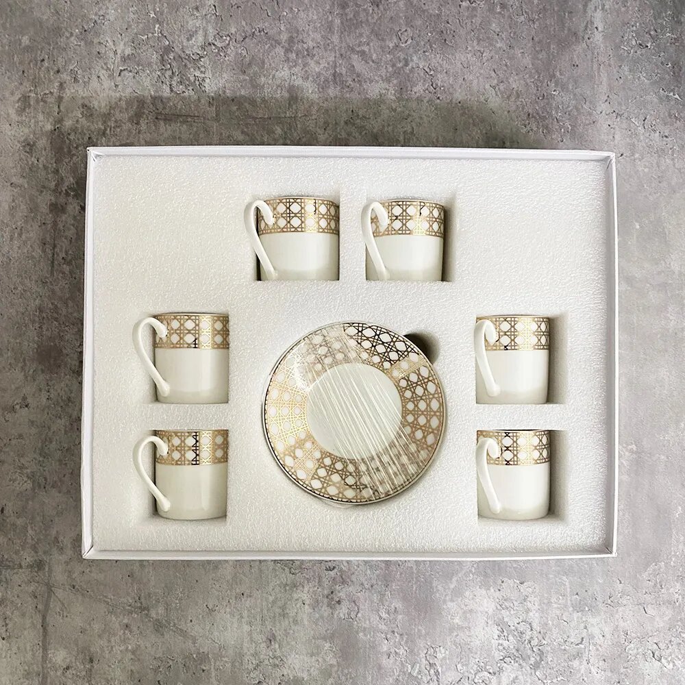 6 шт. золотых керамических кофейных чашек 80 мл, маленькие мини-эспрессо чашки для послеобеденного чая, десертные чашки, милые кафе кружки, подарок на день