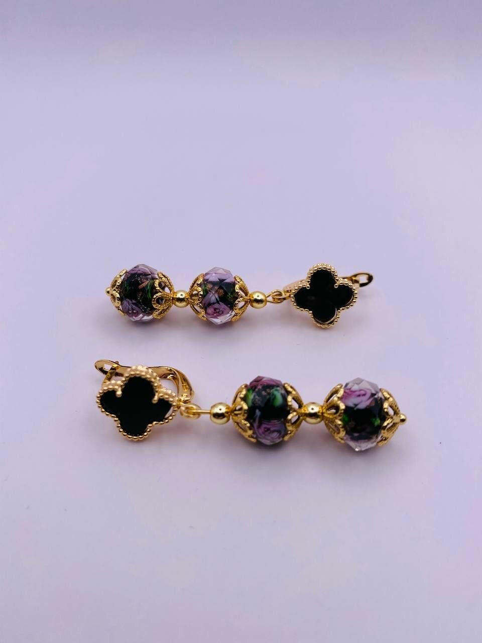 Серьги, муранское стекло, металл