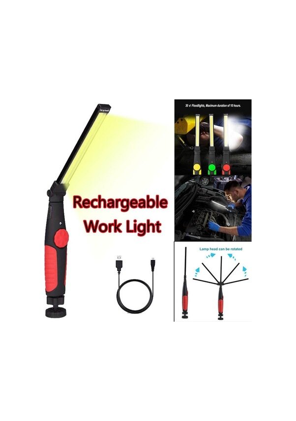 Складной портативный светодиодный фонарь COB с зарядкой от USB, вращающееся на 360 градусов магнитное основание, рабочий фонарь, кемпинговый и аварийный фонарь, компактный и легкий, черный