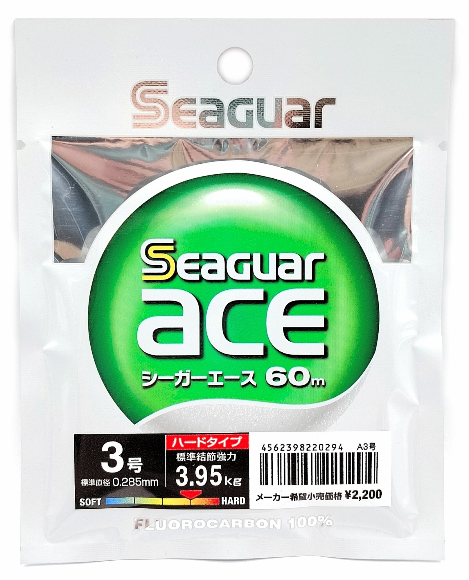 100% Флюорокарбон Seaguar Ace 60м. #3 (3,95кг/0,285мм.) белый, прозрачный