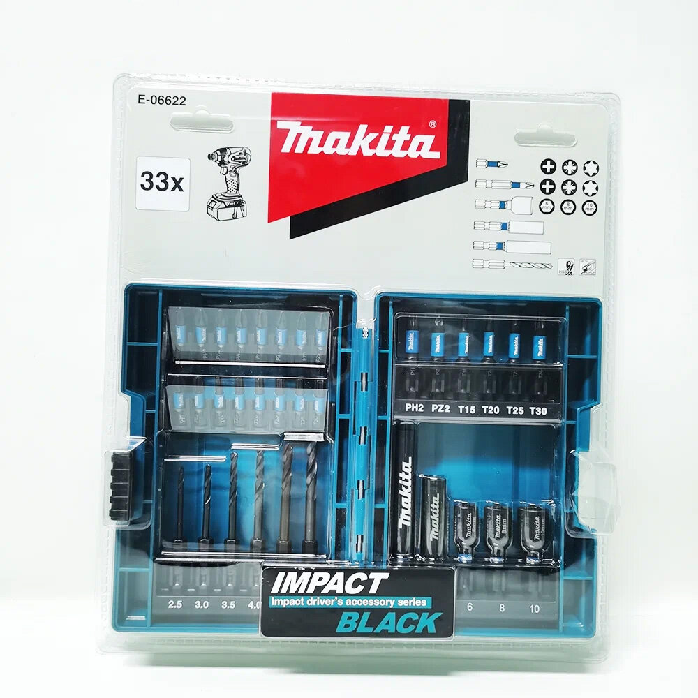E-06622 черная металлическая дрель и набор винтовых бит 33PC электроинструмент аксессуары