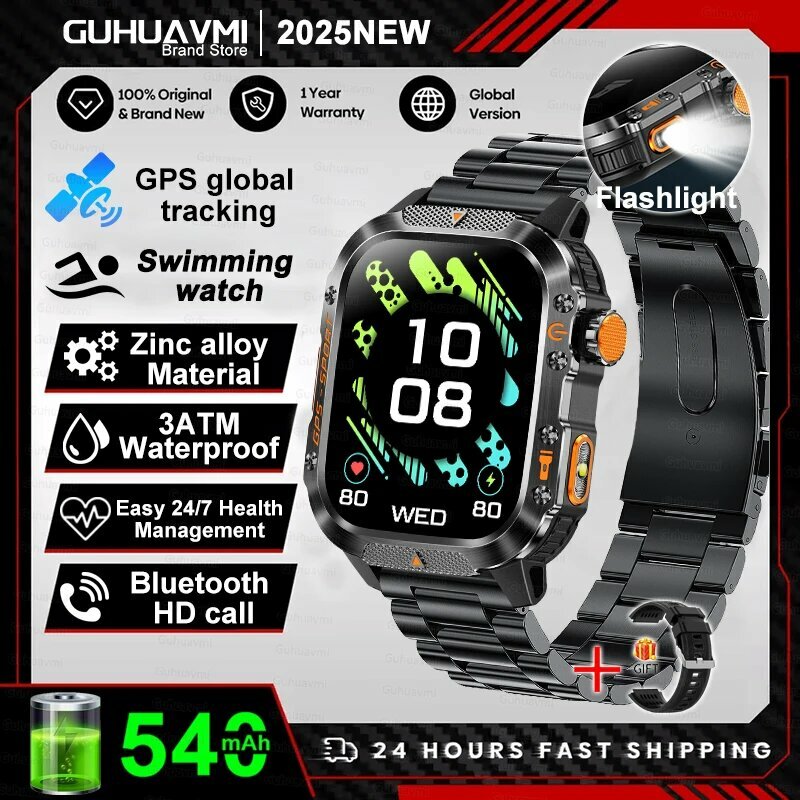 Умные часы GUHUAVMI 2025, Black Steel