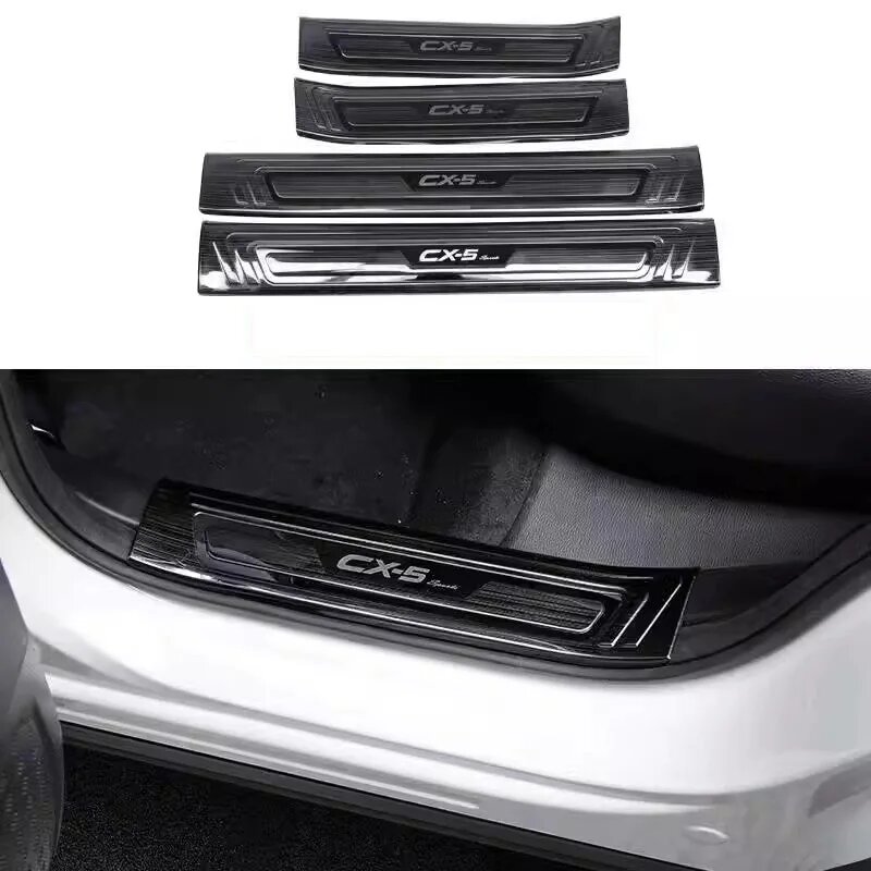 Для Mazda CX-5 KF 2017-2024 2023, нержавеющая дверная накладка на порог, защитная накладка, педаль, аксессуар для стайлинга автомобиля 2017-2024 J