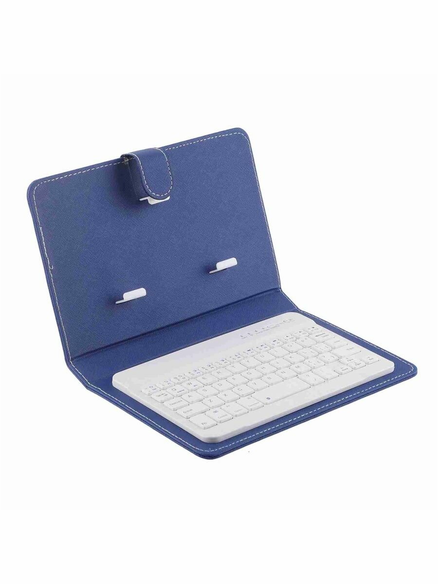Синий универсальный откидной чехол с беспроводной клавиатурой Bluetooth для телефонов IOS/Android с подставкой