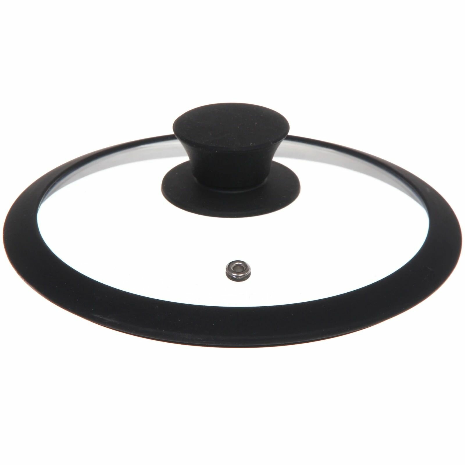 Крышка стеклянная 22 см с силиконовой ручкой (черная) жаропрочная для кастрюль и сковород, закаленное стекло