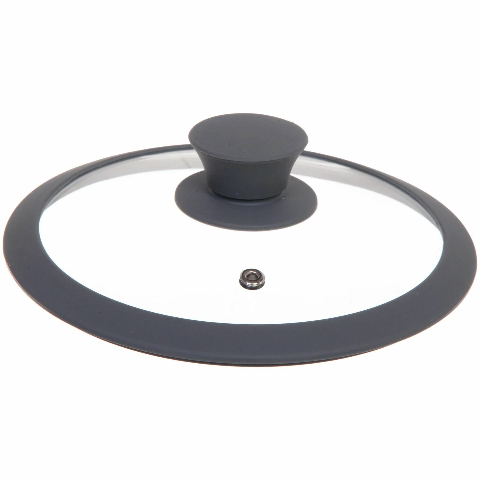 Крышка стеклянная 26 см с силиконовой ручкой (серая) жаропрочная для кастрюль и сковород, закаленное стекло