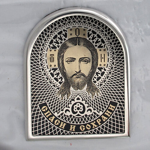 Серебряные автомобильные иконы с обсидиан, Эстет, обсидиан, вес - 16.72 гр.