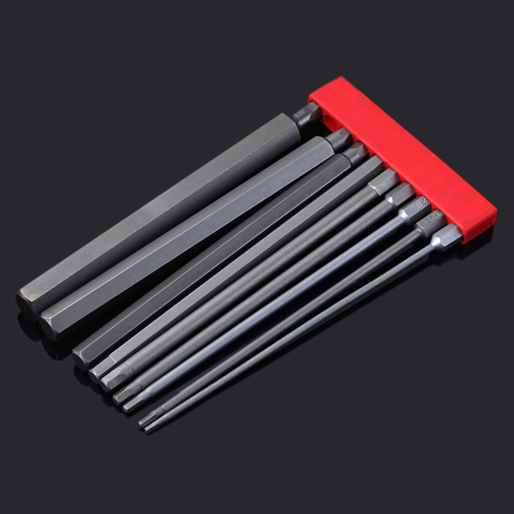 Набор бит для электрической отвертки из легированной стали S2 с шестигранным гнездом для головки и плоской головкой. Набор ручных инструментов для ручного электроинструмента.