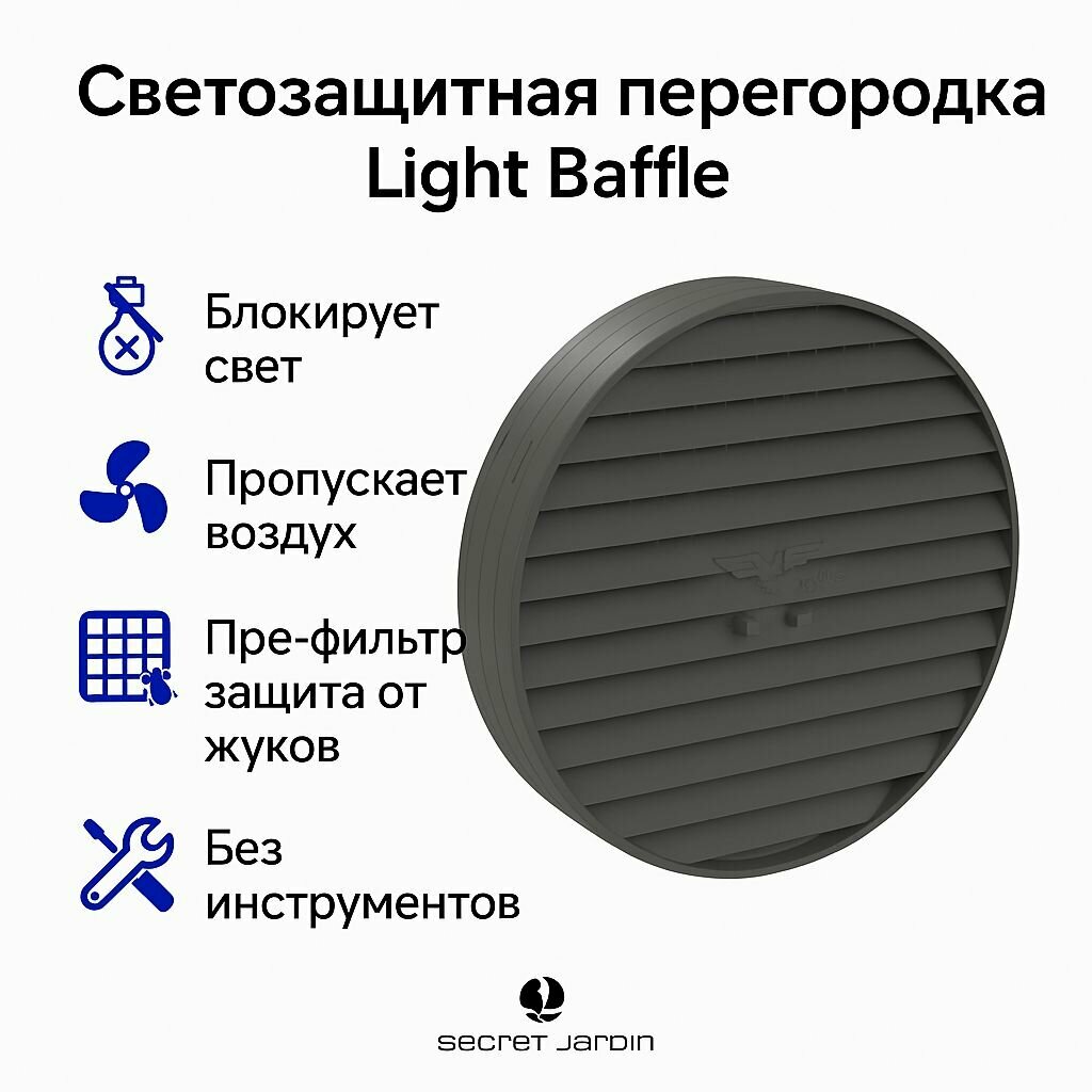 Secret Jardin Light Baffle DF16 (светозащитная перегородка, пассивная вентиляция, совместима с DF16, 100 мм, 125 мм, 150 мм)