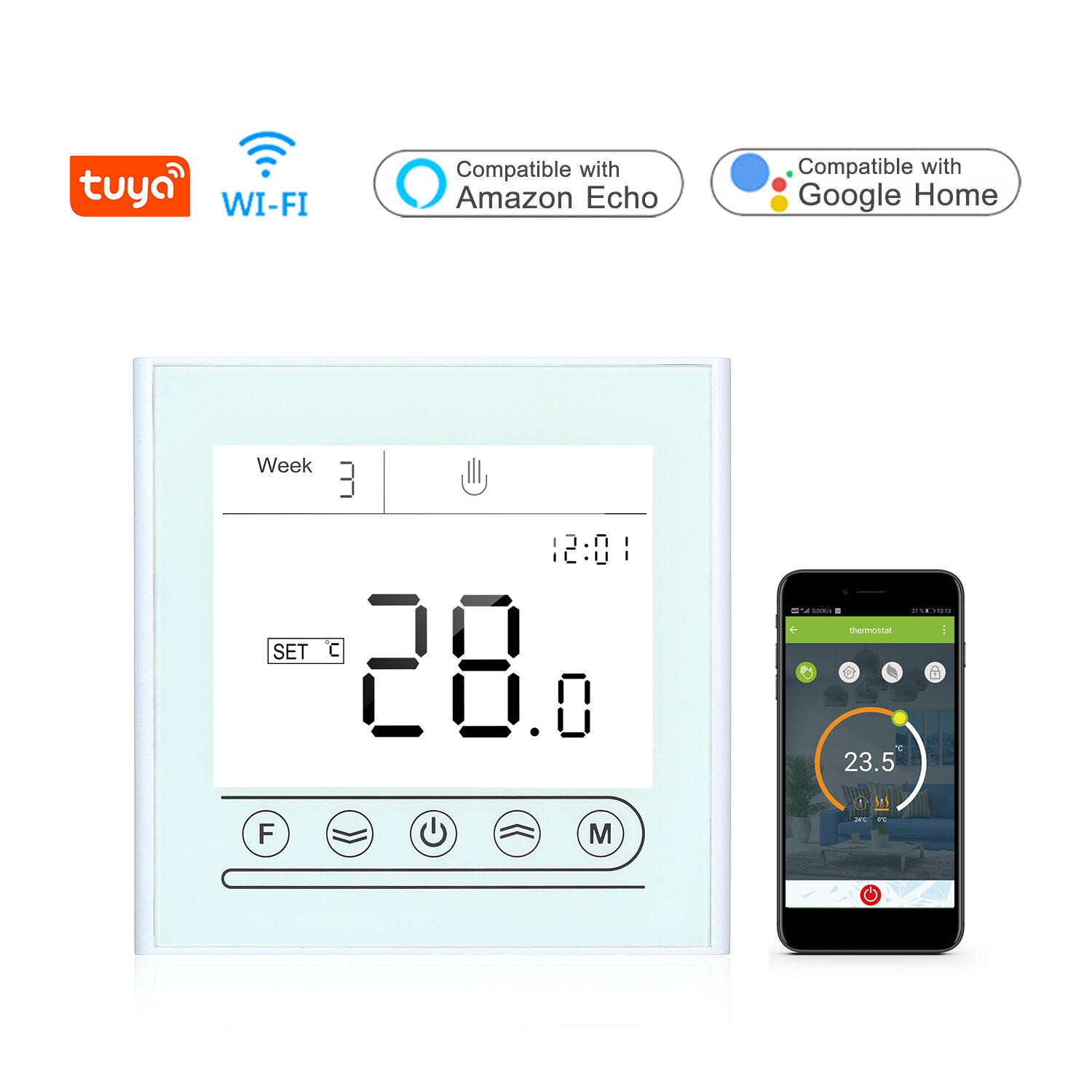 Умный термостат WIFI белый V72GC для отопления газового котла