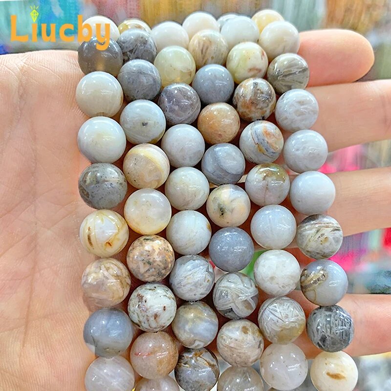 Бусины из бамбука и агата, желтые, 4/6/8/10/12 мм 6mm-about 62pcs