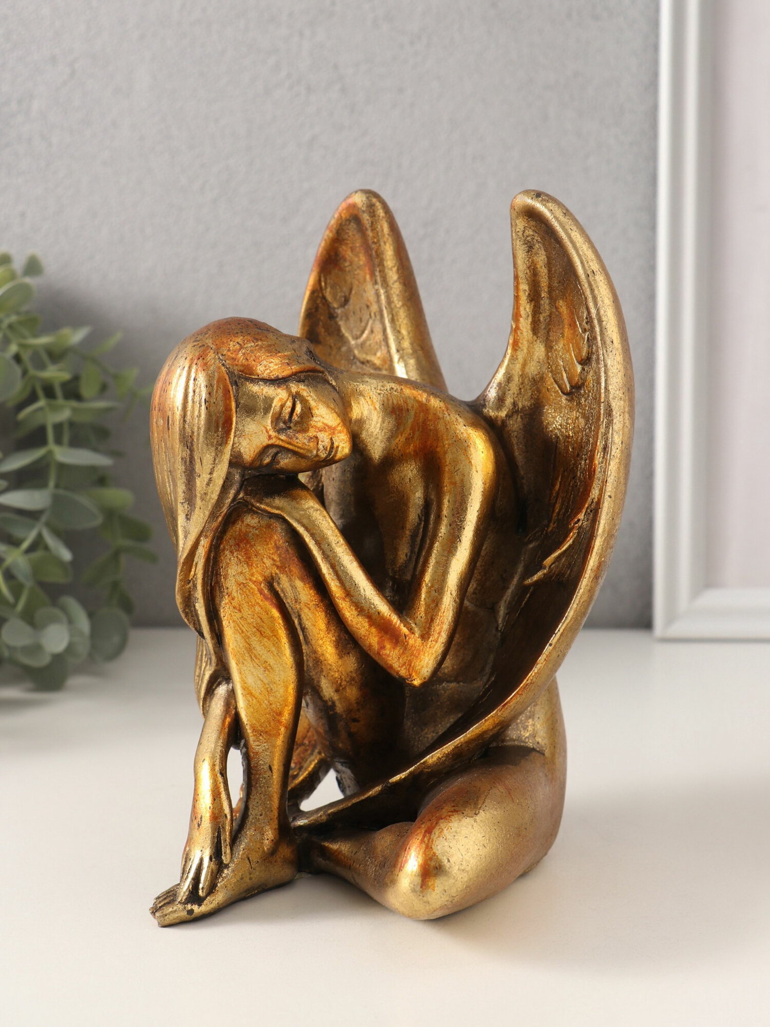 Фигурка полистоун "Девушка-ангел", под бронзу 13x12x18 см, тематика праздника: пасха