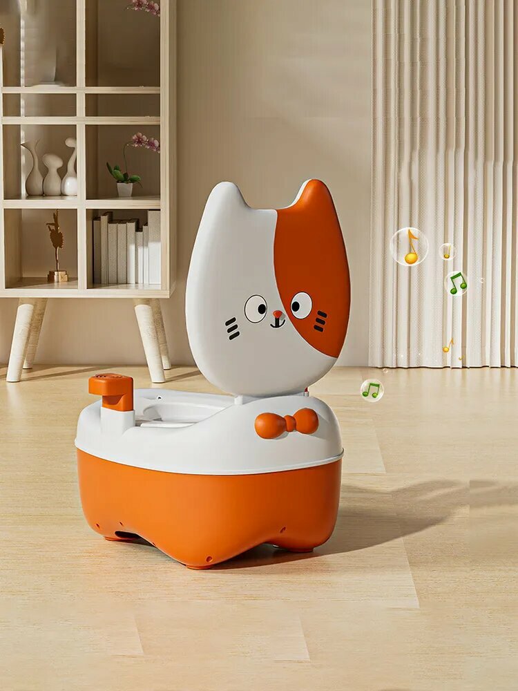 Музыкальный горшок для мальчиков "Девочка", для путешествий, музыкальный, складной, оранжевый