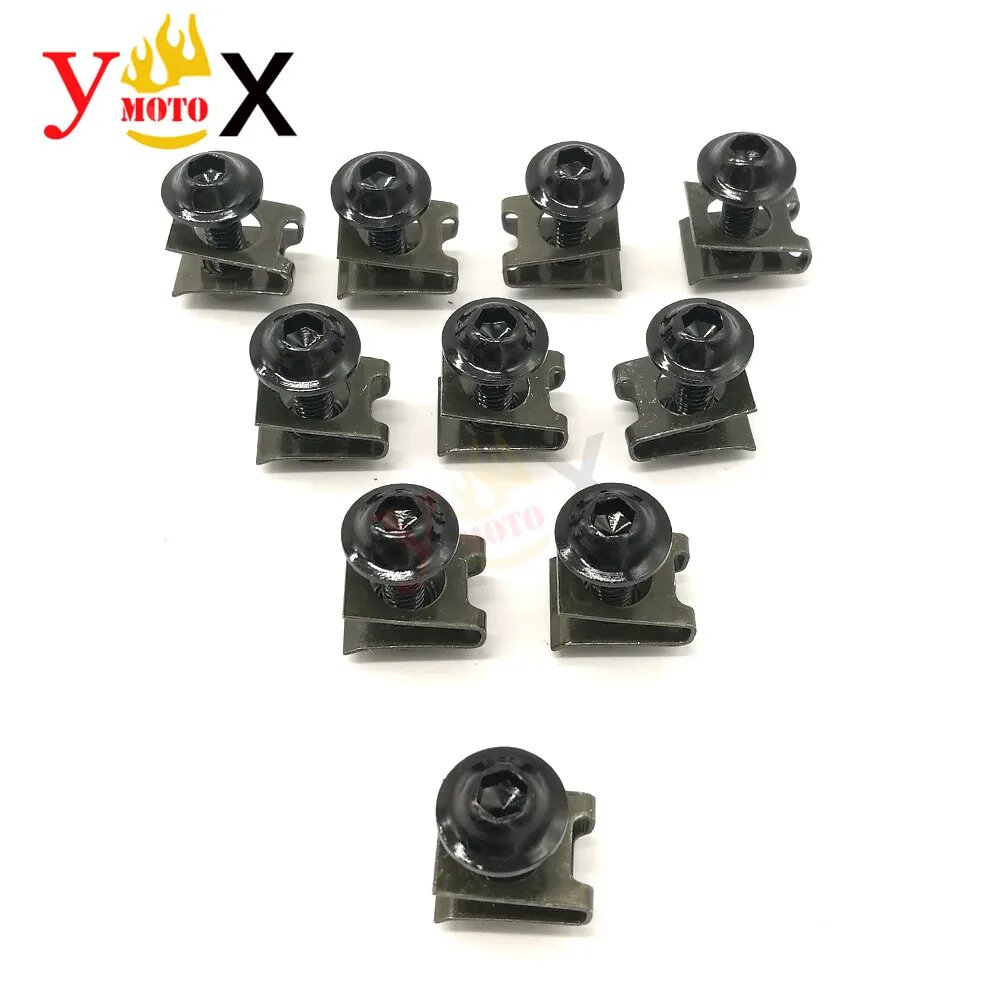 6 мм M6 6 цветов гоночный мотоцикл обтекатель кузов крепеж зажимы винты болты гайки для Honda Ducati BMW Kawasaki NINJA Черный, Black