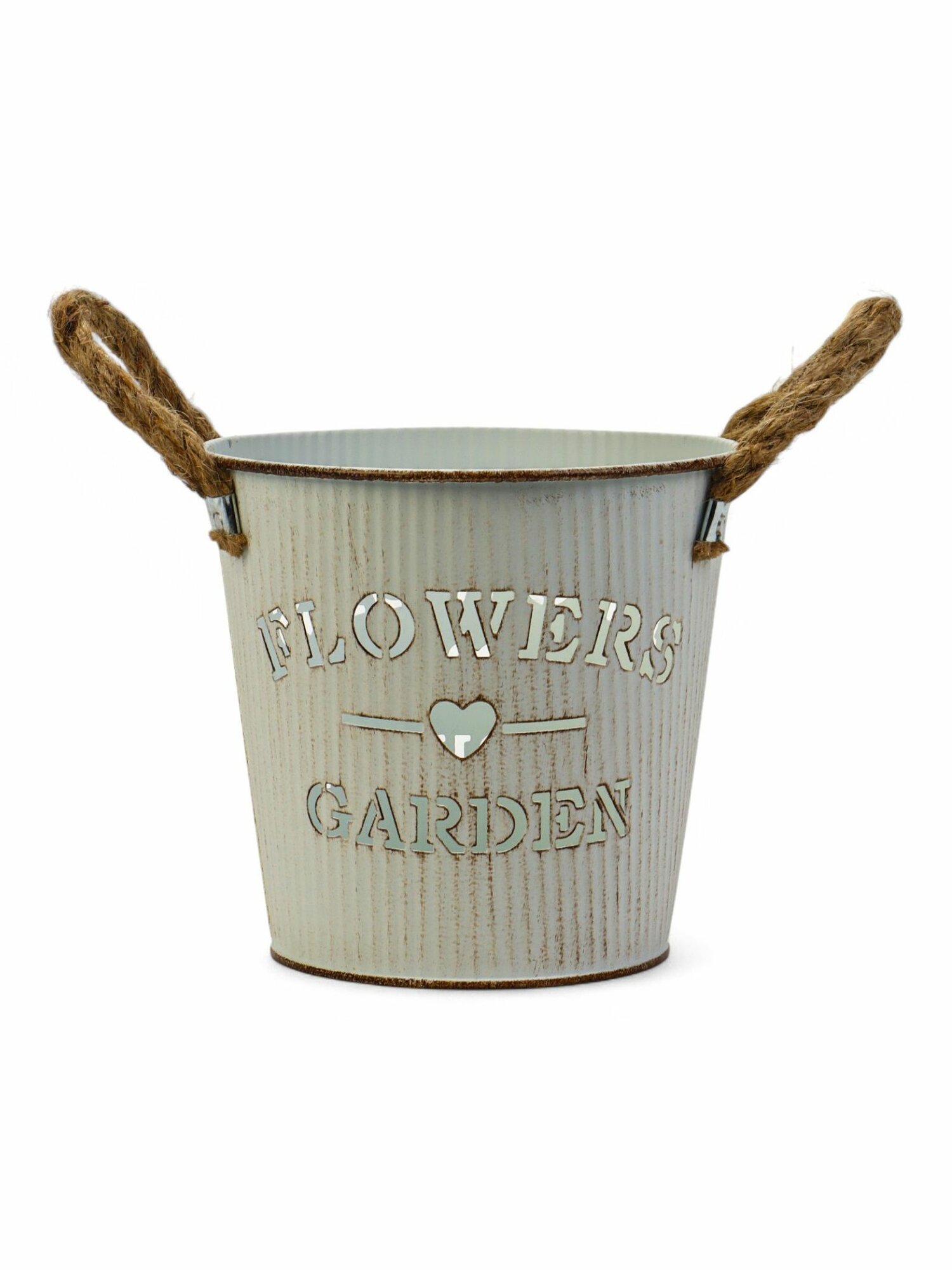 Кашпо для цветов "Ведерко цветочный сад", белое, 13 см х 13 см х 12 см