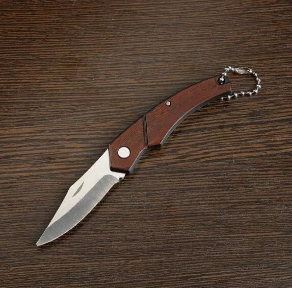 Soldier Брелок подвеска нож складной с рукоятью под дерево 12 см, на цепочке