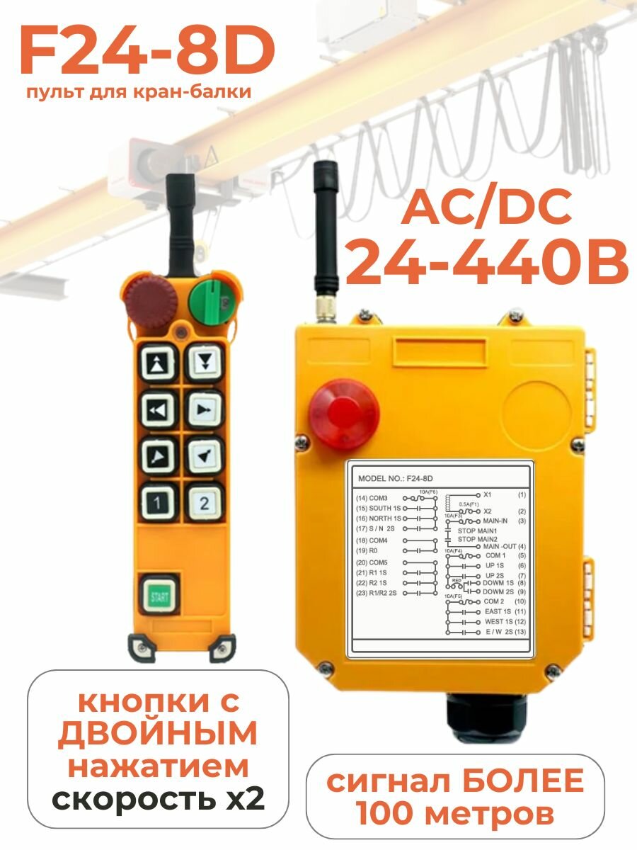Промышленный дистанционный пульт / регулятор F24-8D для крана с двойной скоростью (. У)