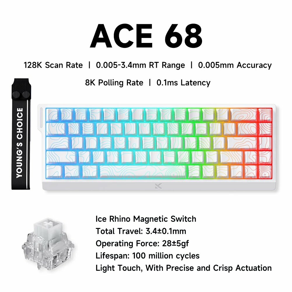 Игровая клавиатура MCHOSE Ace68, 65%, 68 клавиш, RGB-подсветка, механическая игровая клавиатура Кабельная клавиатура