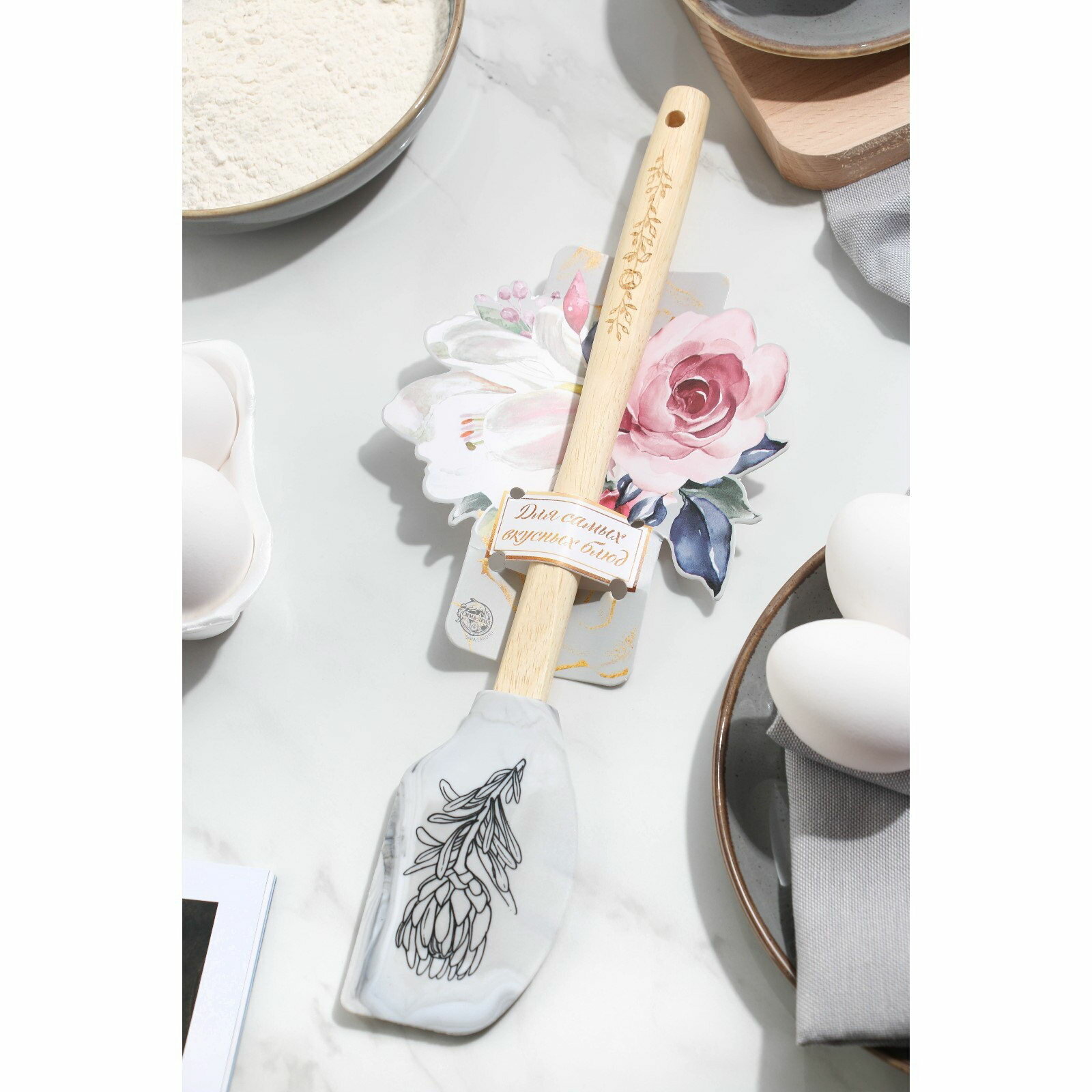 Лопатка силиконовая "Мрамор", 14x30 см, вид: кондитерские лопатки