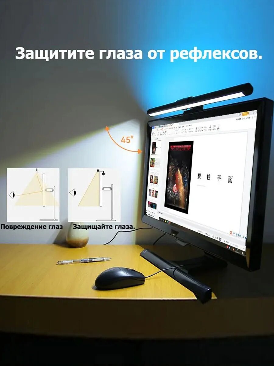 Лампа настольная, светильник для монитора с RGB-подсветкой