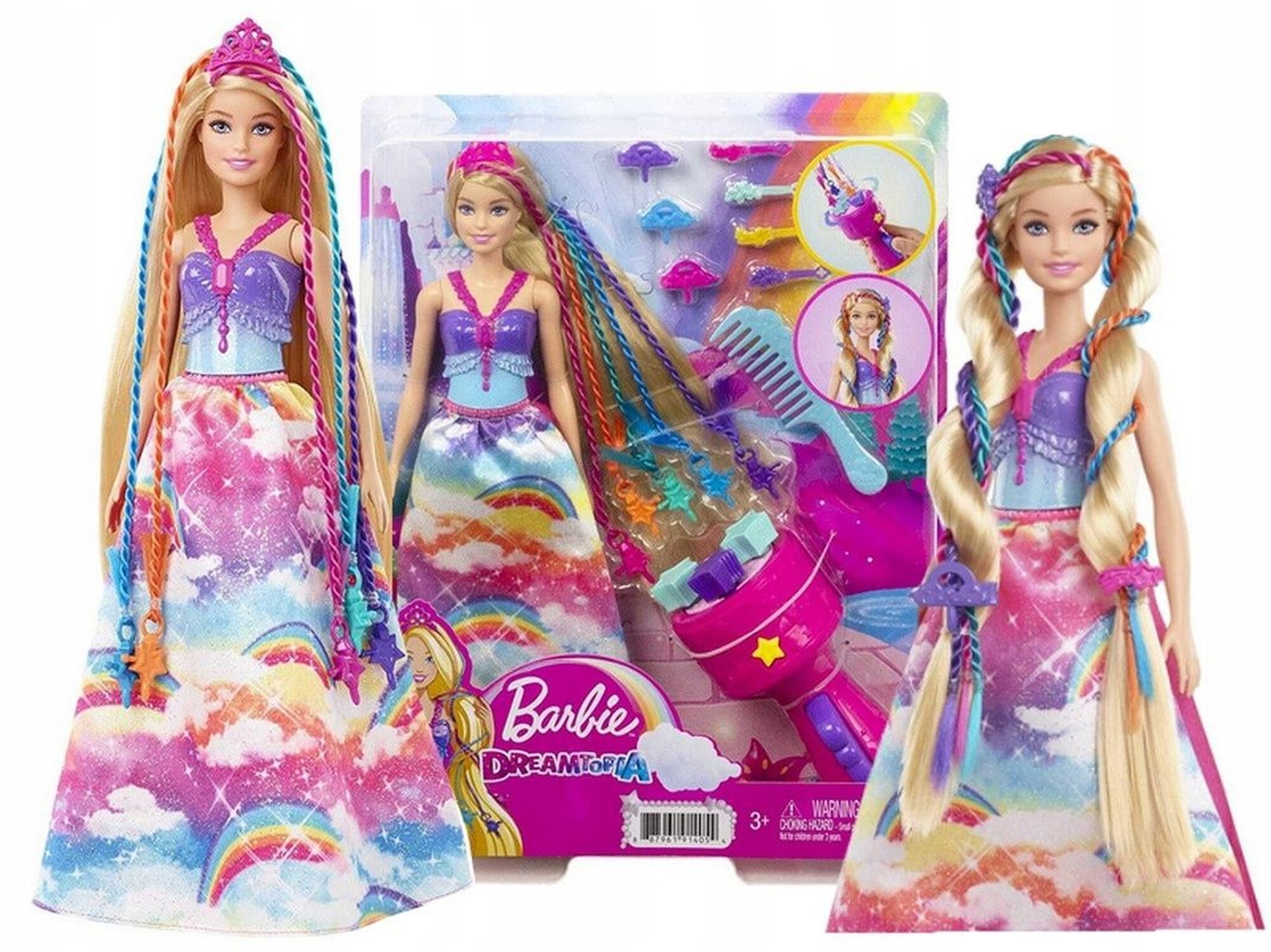 Кукла Mattel Barbie Dreamtopia Princess - Кукла-принцесса Дримтопия с аксессуарами для плетение волос - Барби GTG00