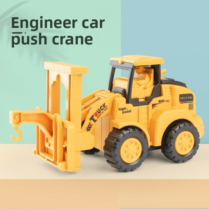 Kids engineering vehicle toys with push and pull inertia mechanism for building skills and interactive fun