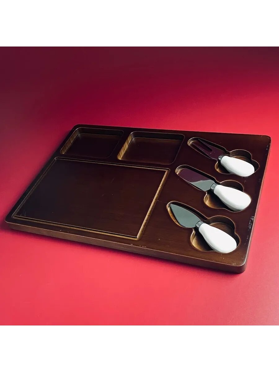 Сервировочная доска для сыра 4 предмета Lenardi Tropical 38х26см