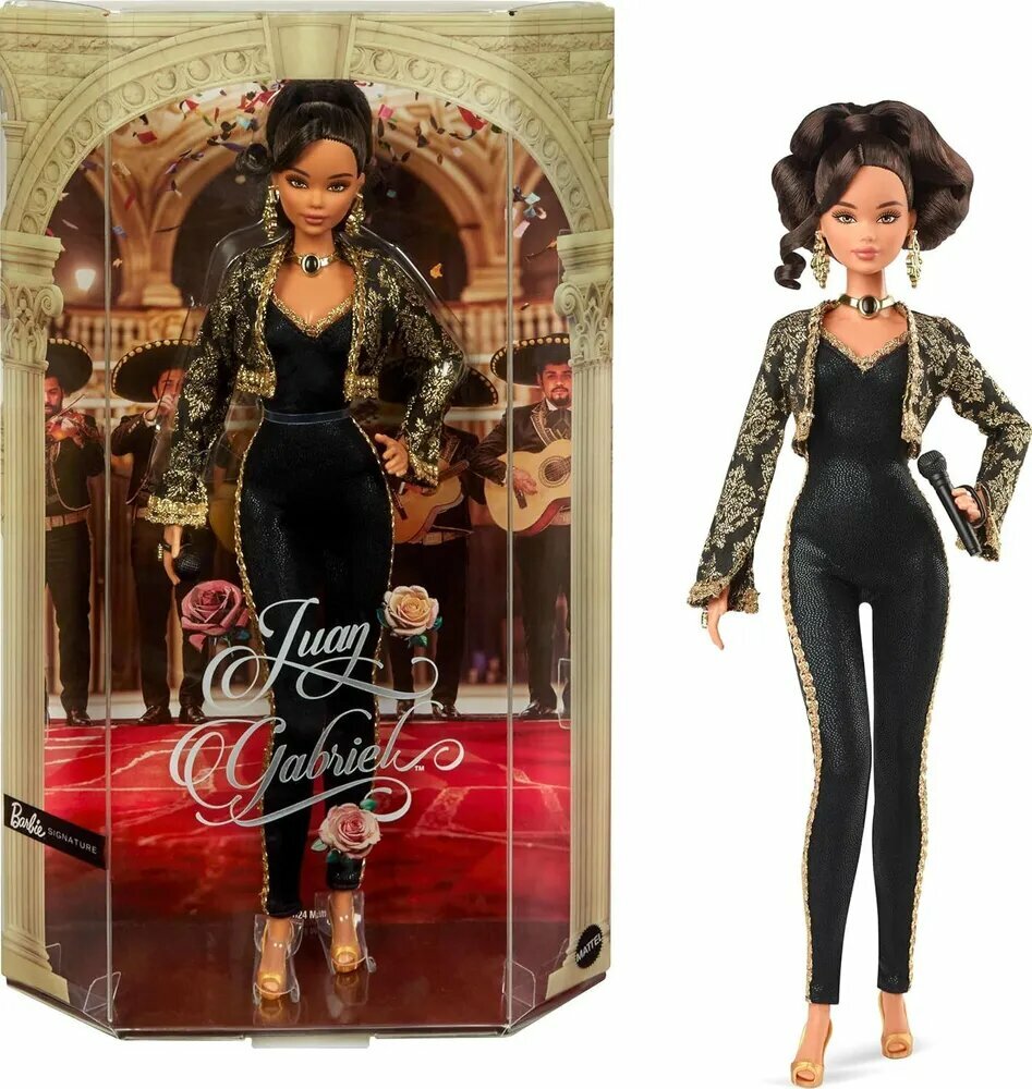 KNOW EASY-Коллекционная кукла Barbie Signature Хуан Габриэль, в шикарном черно-золотом костюме Маттел - Barbie Signature Juan Gabriel Collectible Doll in Chic Black And Gold Suit