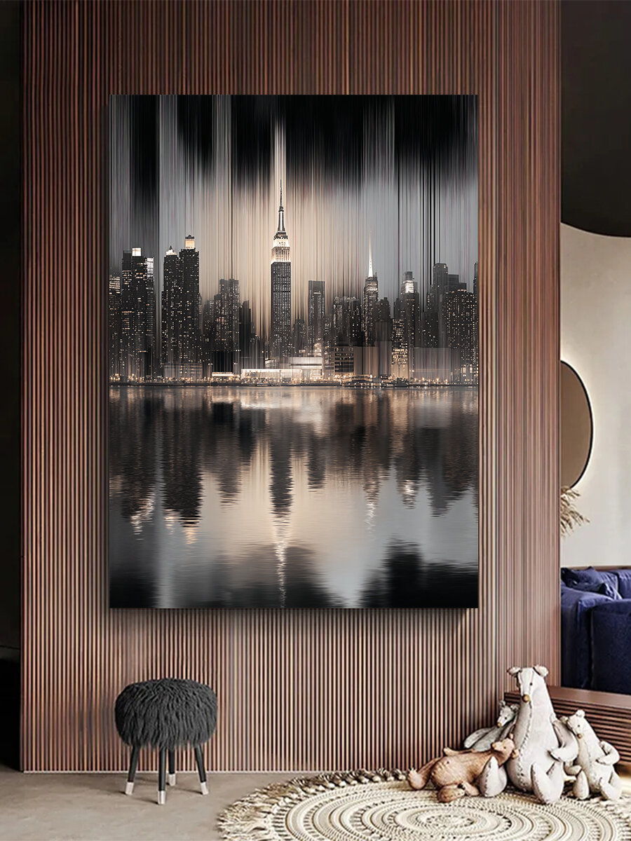 Интерьерная вертикальная картина - "Город / Пейзаж / Небоскребы" , 40х60 см.