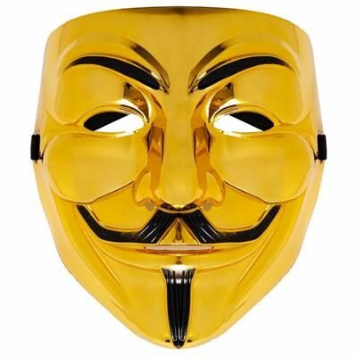 Маска карнавальная КНР Вендетта, золотая, пластиковая, тематические вечеринки