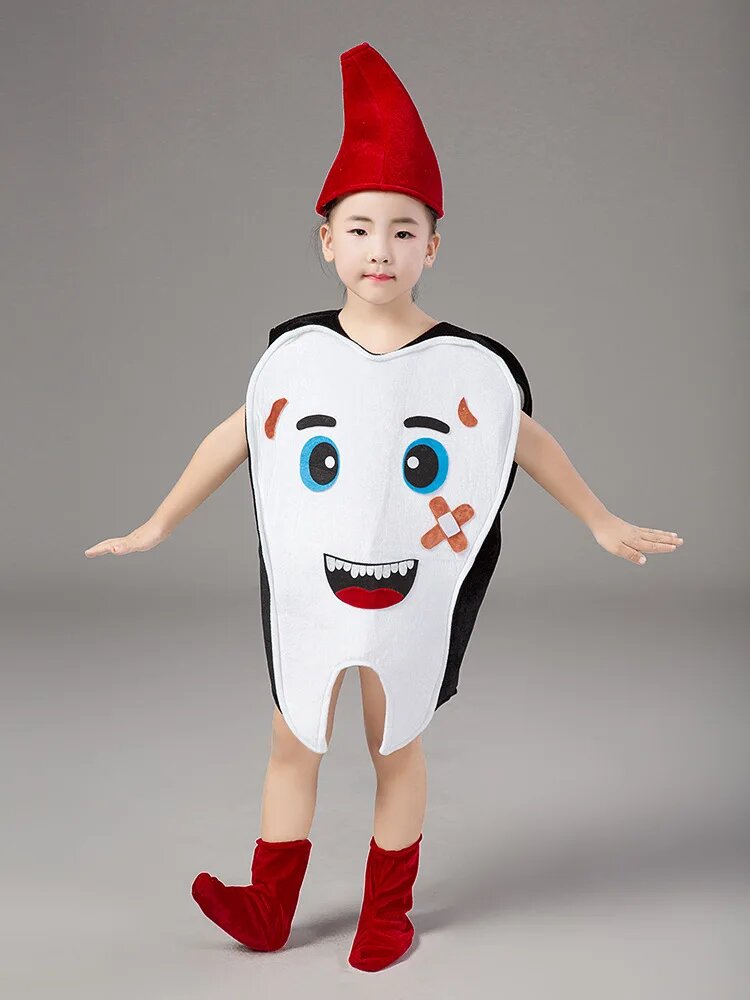Детский костюм "Зубы и бактерии" KTLPARTY Белый, XXL, bad tooth