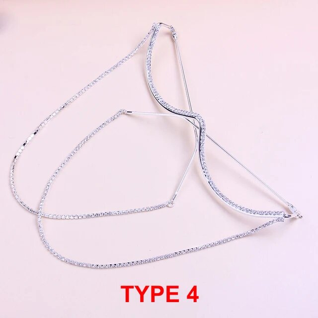 XSBODY Полуоправа для очков с кисточками из меди серебристый, Type 4