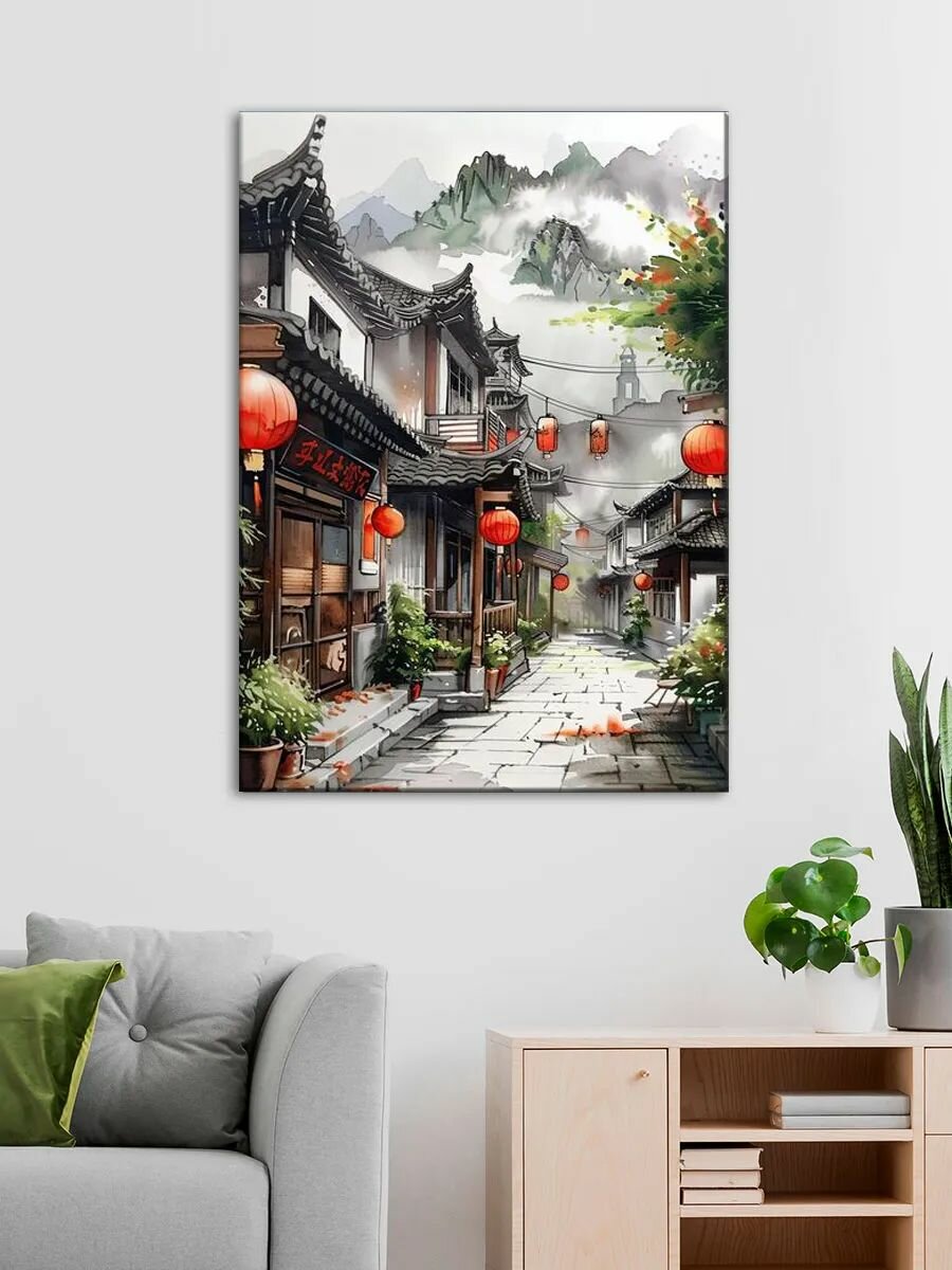 Картина на стену "Китайские домики", 50х70 см