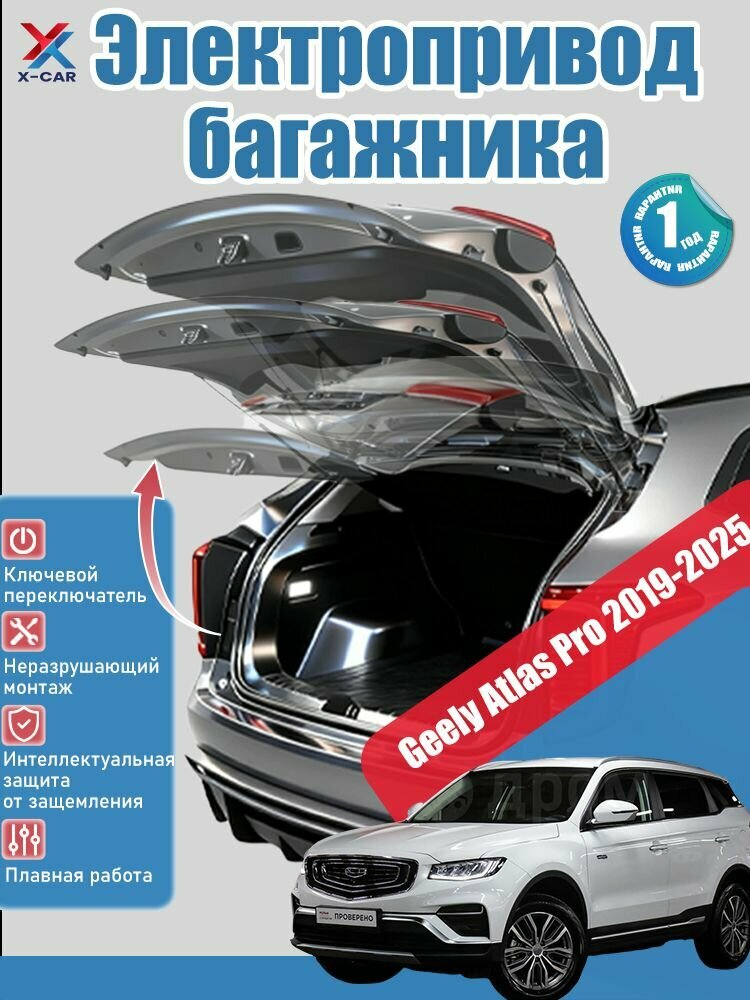 Электропривод багажника Geely Atlas Pro 2019-2025(Мы предоставим вам подробное руководство по установке на русском языке), Умный привод задней двери с защитой от защемления