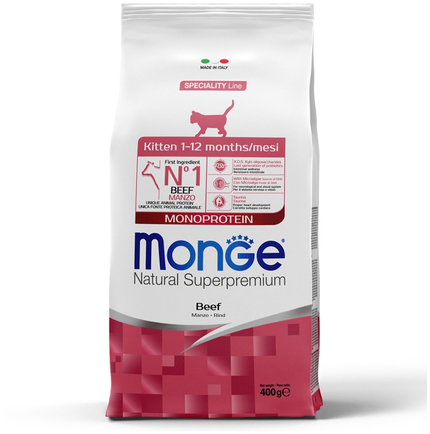 Сухой корм Monge Cat Speciality Line Monoprotein для котят и беременных кошек, из говядины 400 г