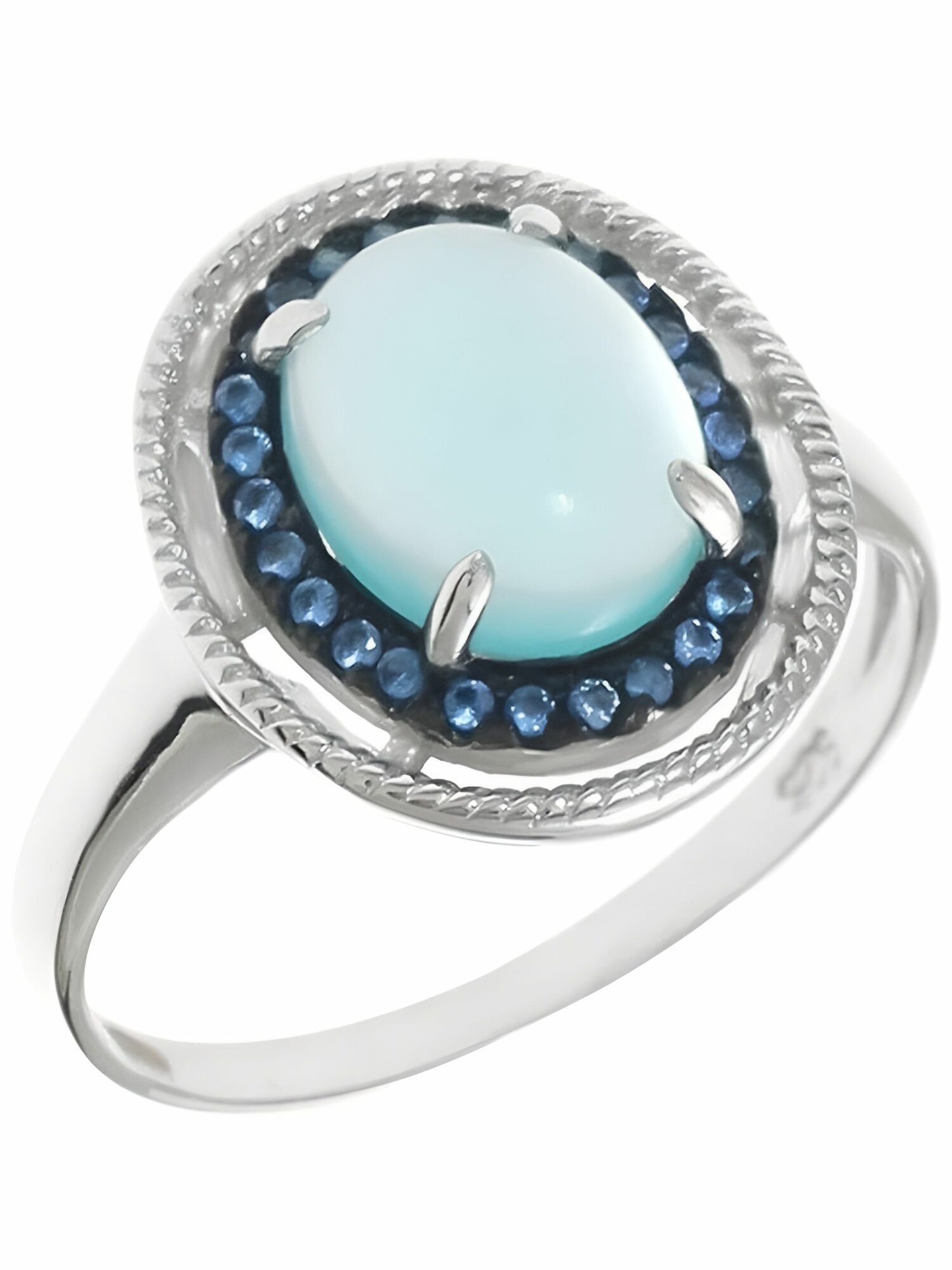 Кольцо тонкое, серебро, 925 проба, родирование, нефрит, фианит