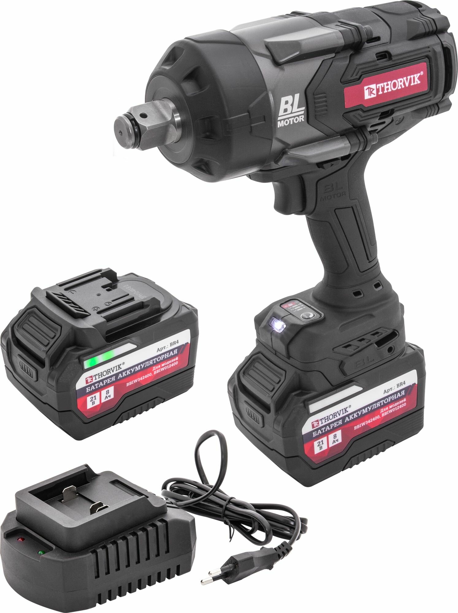 Гайковерт ударный аккумуляторный бесщёточный 3/4"DR, 21В, 2400 Нм Thorvik BBIW342400