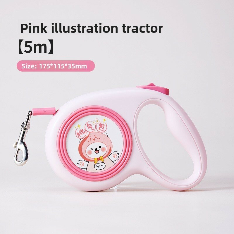 Flexible retractable dog leash with cute cartoon artwork and abs body for daily walks and special occasions