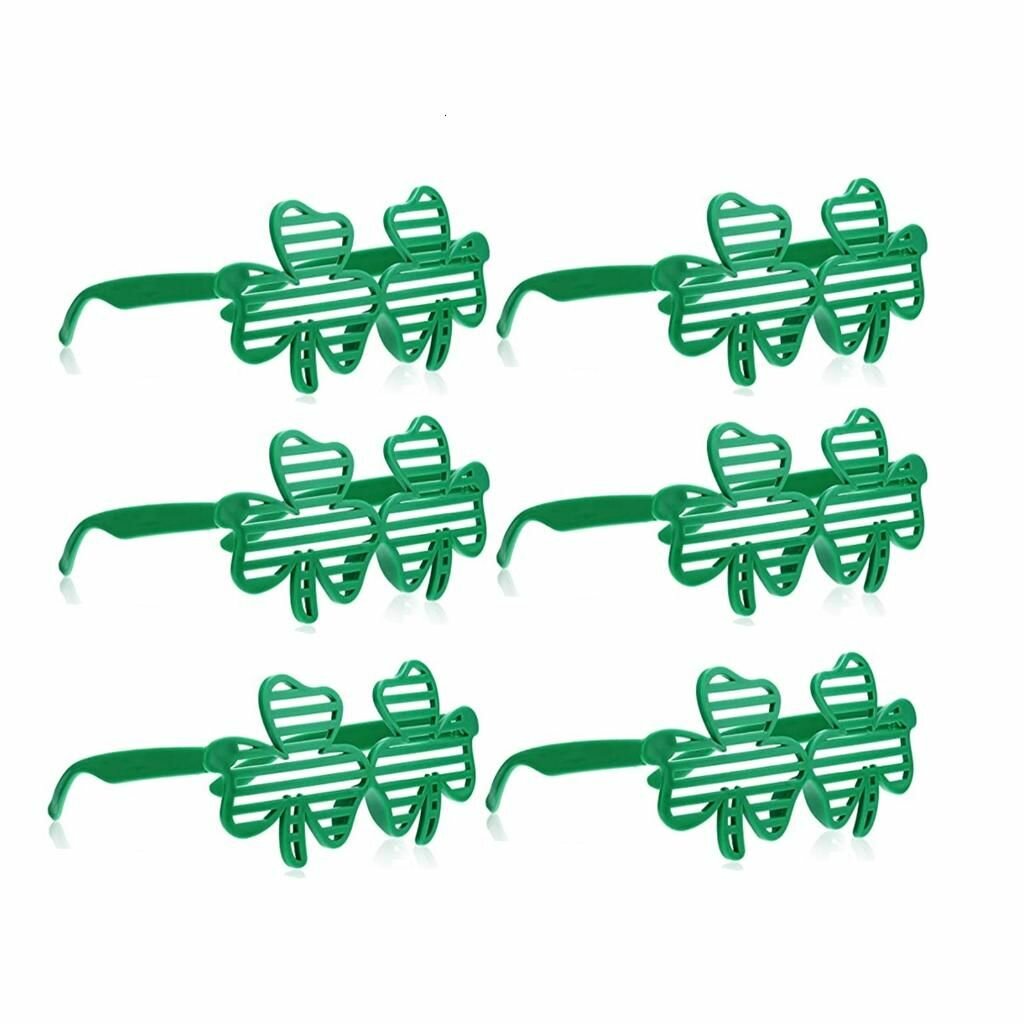 1 упаковка из 6 очков-жалюзи с клевером в честь Дня Святого Патрика