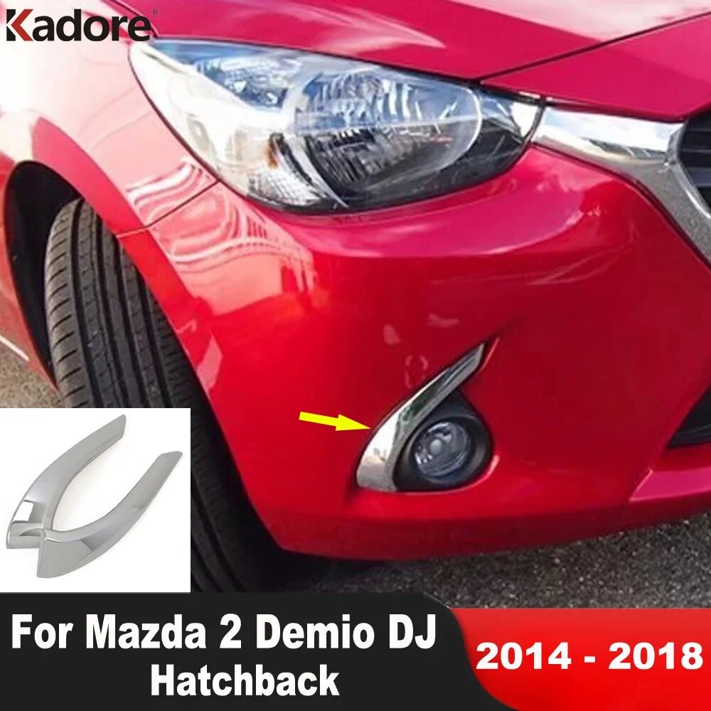 Для Mazda 2 Demio DJ Hatchback 2014-2018 хромированная передняя противотуманная фара автомобиля, крышка для бровей, накладка, противотуманная фара, полоска для век, аксессуары