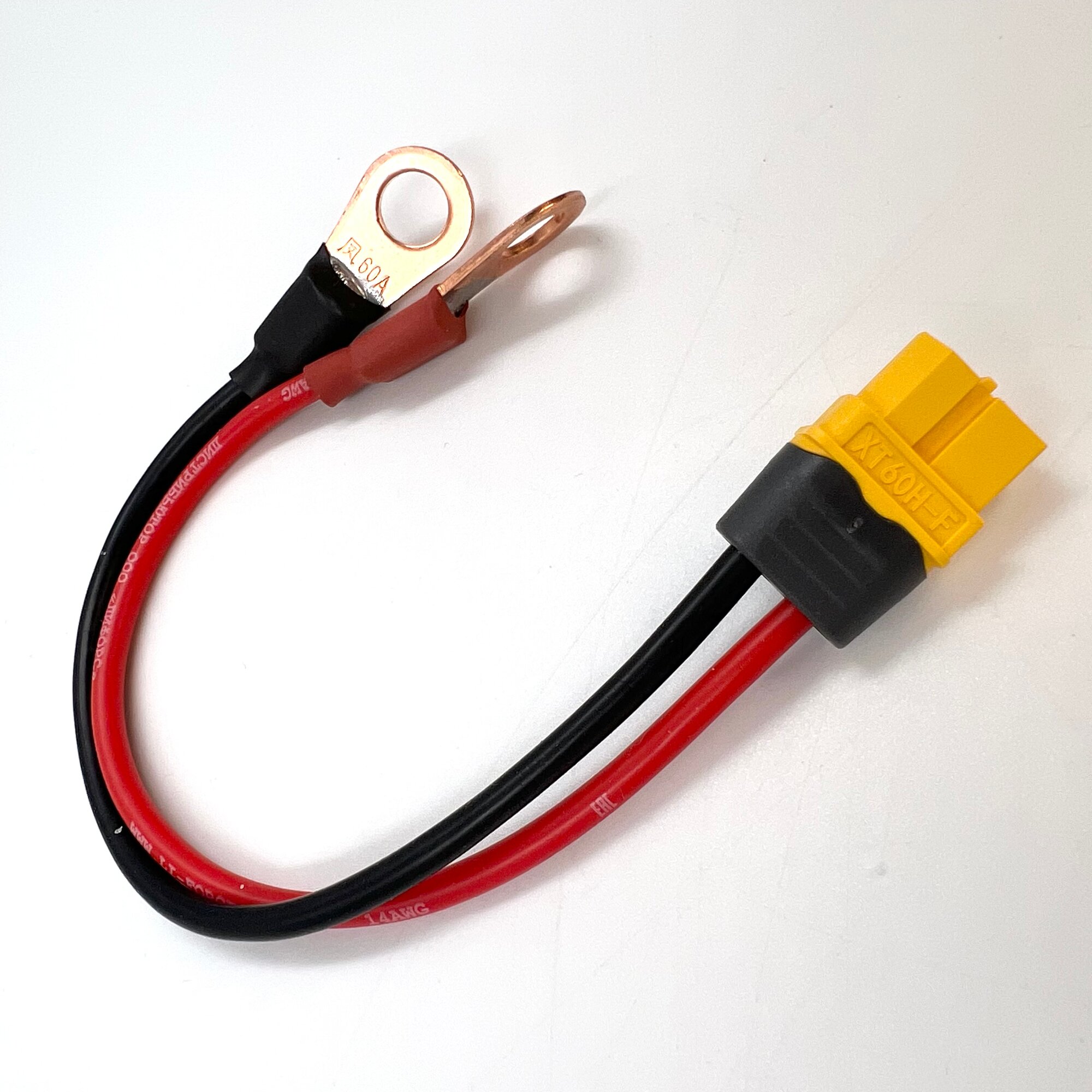 Разъем питания Amass XT60H-F с силиконовым проводом 14AWG, 200мм + клемма 60А